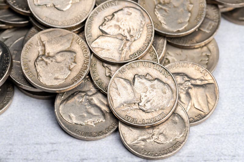 USA Nickel Five Cent Coins stock photo. Image of costs - 244149942