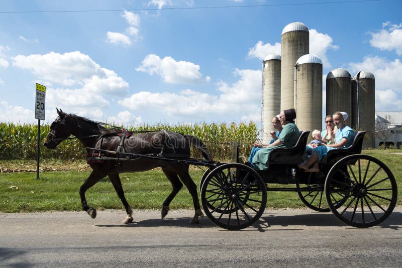 Amish Travel editorial stock image. Image of black, family - 19829949