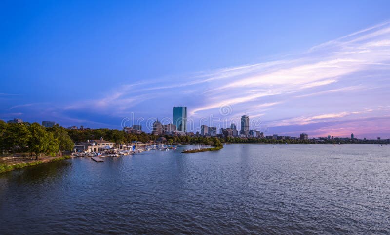 USA, Panoramic View of Boston Skyline and Downtown from Longfellow ...