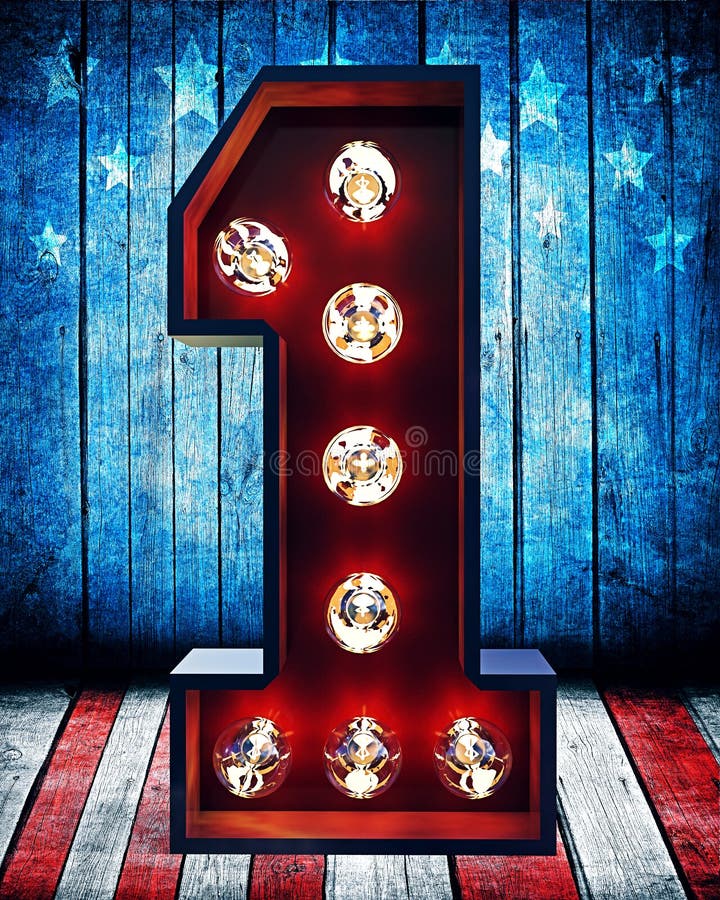 Patriotic Number Four in American Flag Cartoon Mascot Character Waving ...