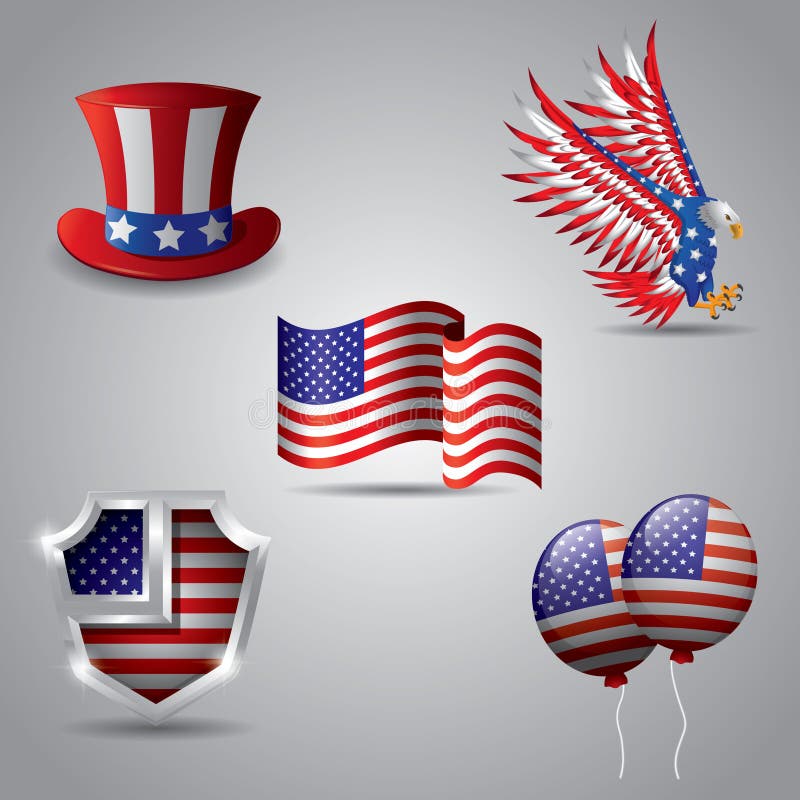 Usa Related Objects. Vector Illustration Decorative Design Stock Vector ...