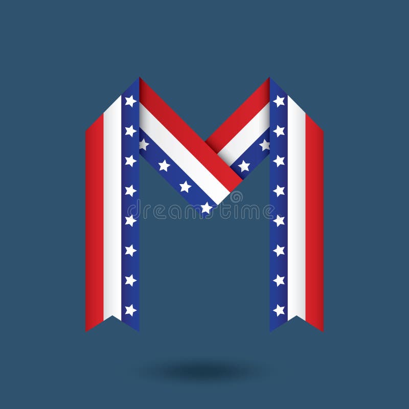 Usa Ribbon Alphabet M. Vector Illustration Decorative Design Stock ...