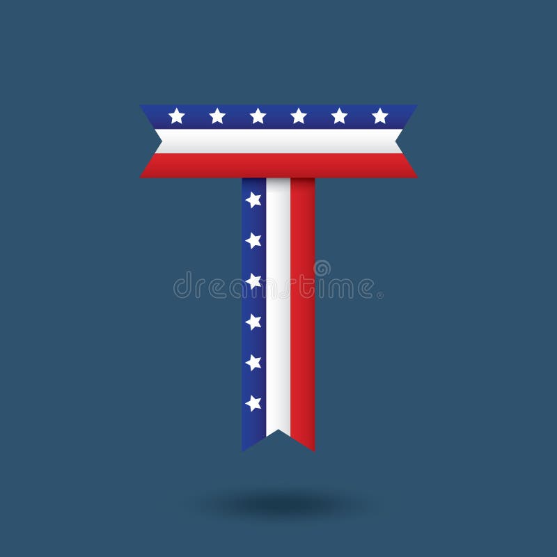Usa Ribbon Alphabet T. Vector Illustration Decorative Design Stock ...