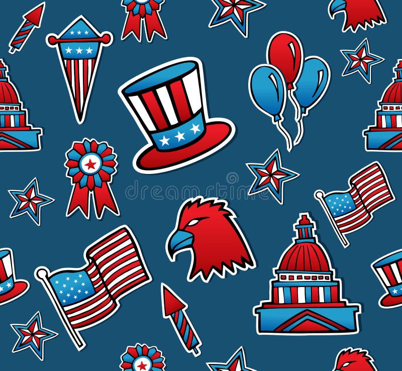 USA Seamless Pattern Background Stock Vector - Illustration of proud ...