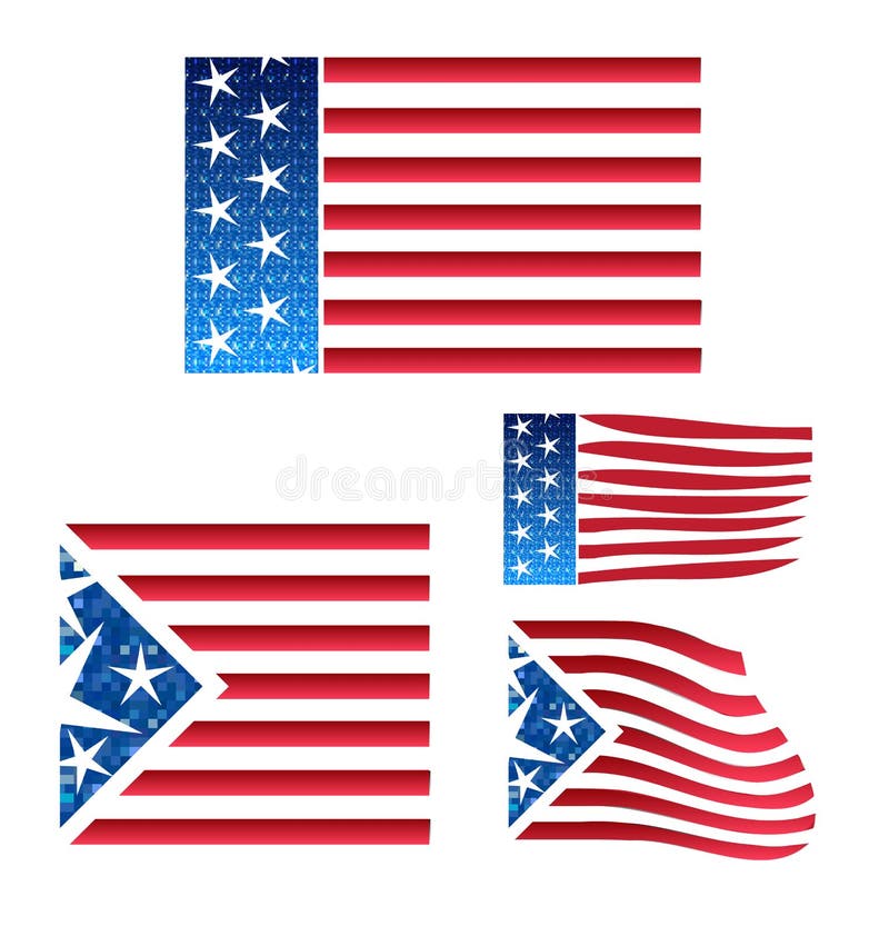 USA set of flags stock vector. Illustration of artwork - 73003618