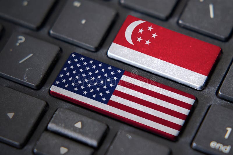 USA and Singapore Flags on Computer Keyboard Stock Image - Image of ...