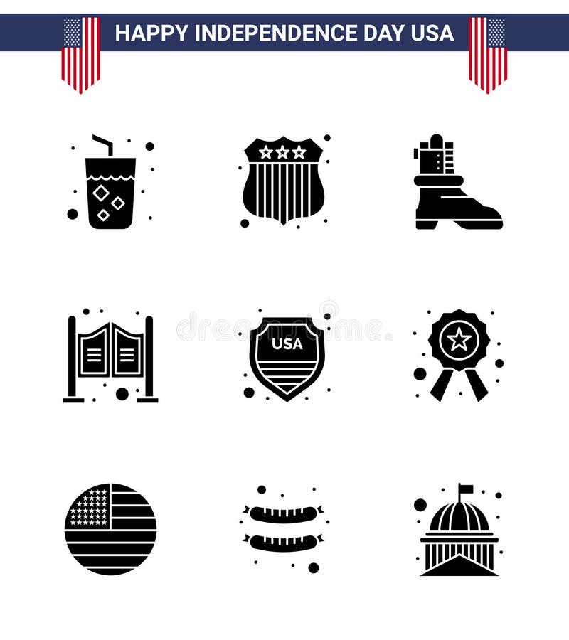 9 USA Solid Glyph Pack of Independence Day Signs and Symbols of Usa ...