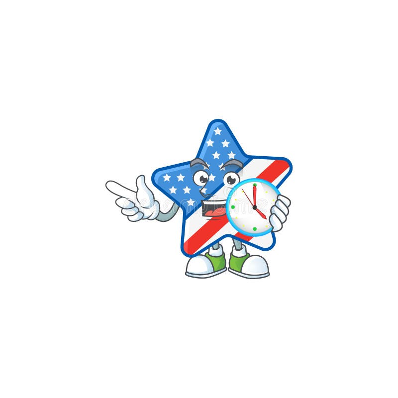 USA Star Cartoon Character Style with a Clock Stock Vector ...