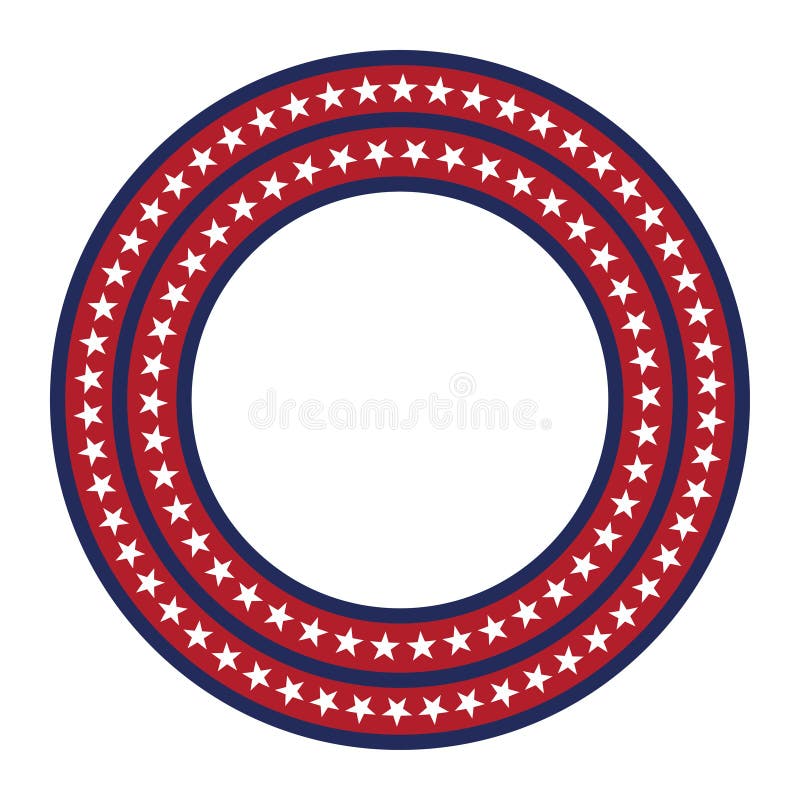 USA Star Vector Pattern Round Frame. American Patriotic Circle Border ...