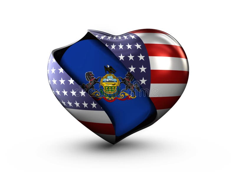 USA State Pennsylvania Flag on White Background. Stock Illustration ...