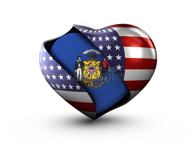 Wisconsin Flag and Map, Transparent Background Stock Illustration ...
