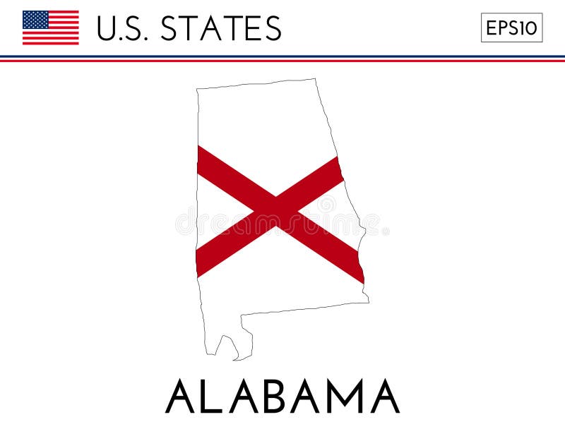 Alabama USA State Map Shape with Flag. Map of Alabama in the Alabama ...
