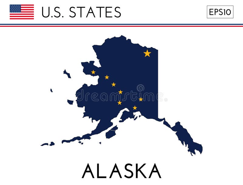 Alaska USA State Map Shape with Flag. Map of Alaska in the Alaska Flag ...