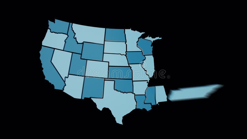 USA States Map Animation on a Transparent Alpha Channel Stock Footage ...