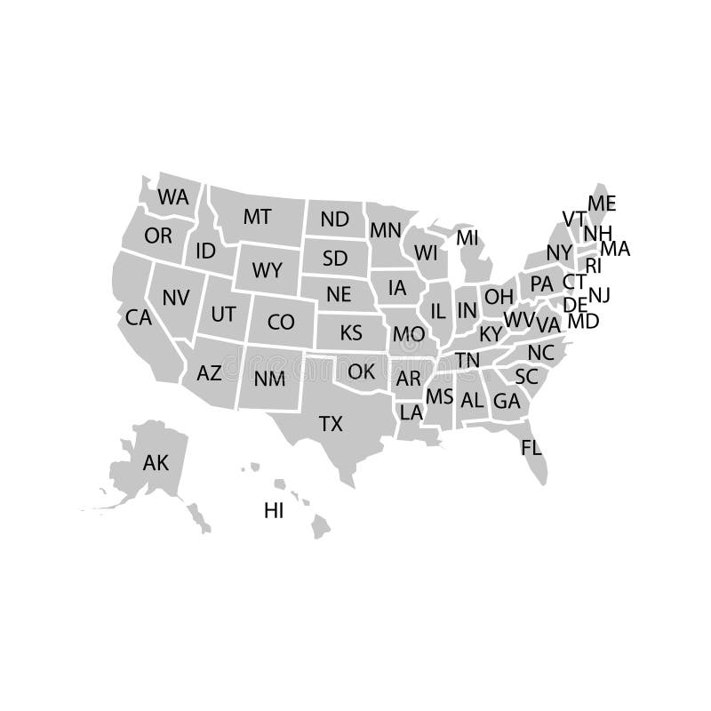 Blue Usa Map with States in Flat Style Stock Illustration ...