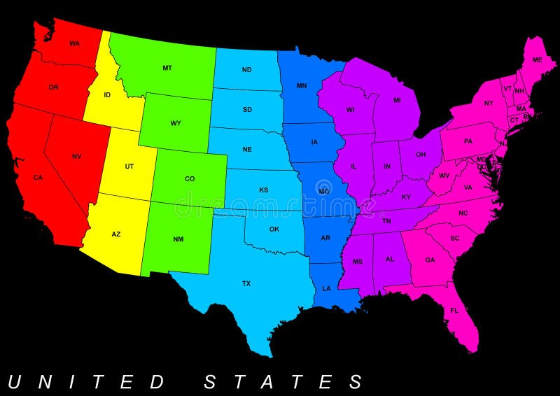 USA States Map Rainbow Colors HD Map Stock Illustration - Illustration ...