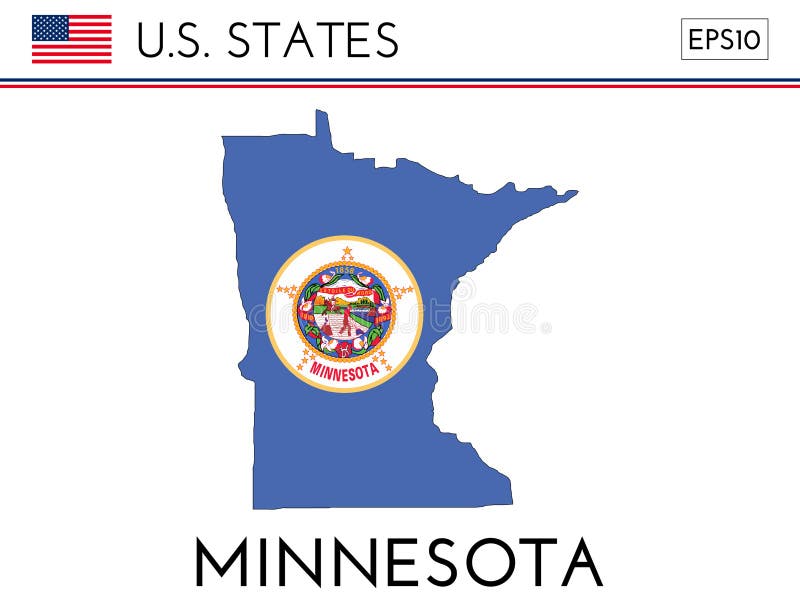 Minnesota USA State Map Shape with Flag. Map of Minnesota in the ...