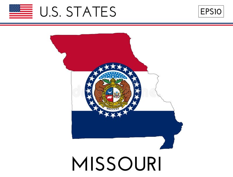 Missouri USA State Map Shape with Flag. Map of Missouri in the Missouri ...