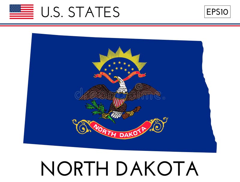 North Dakota USA State Map Shape with Flag. Map of North Dakota in the North Dakota Flag Colors ...