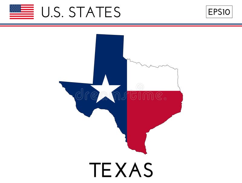 Texas USA State Map Shape with Flag. Map of Texas in the Texas Flag ...
