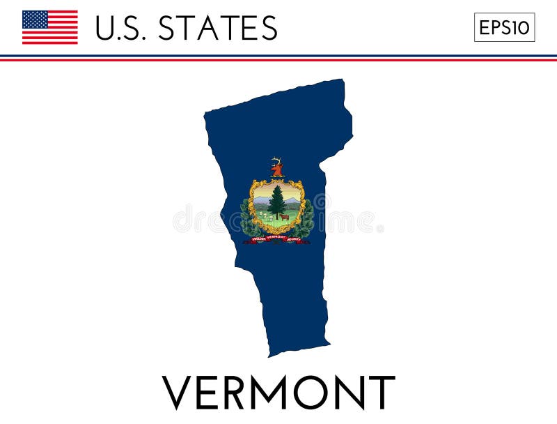 Vermont USA State Map Shape with Flag. Map of Vermont in the Vermont ...