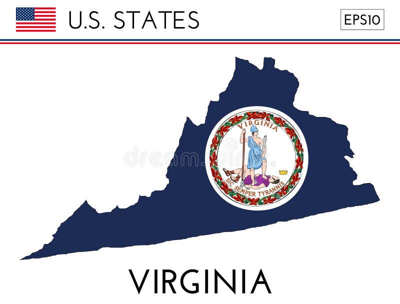 Virginia USA State Map Shape with Flag. Map of Virginia in the Virginia ...