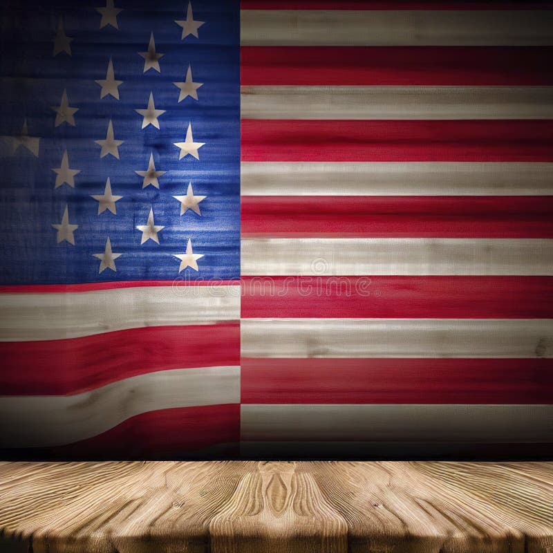 USA Style Background - Empty Wooden Table for Display Montages Stock ...
