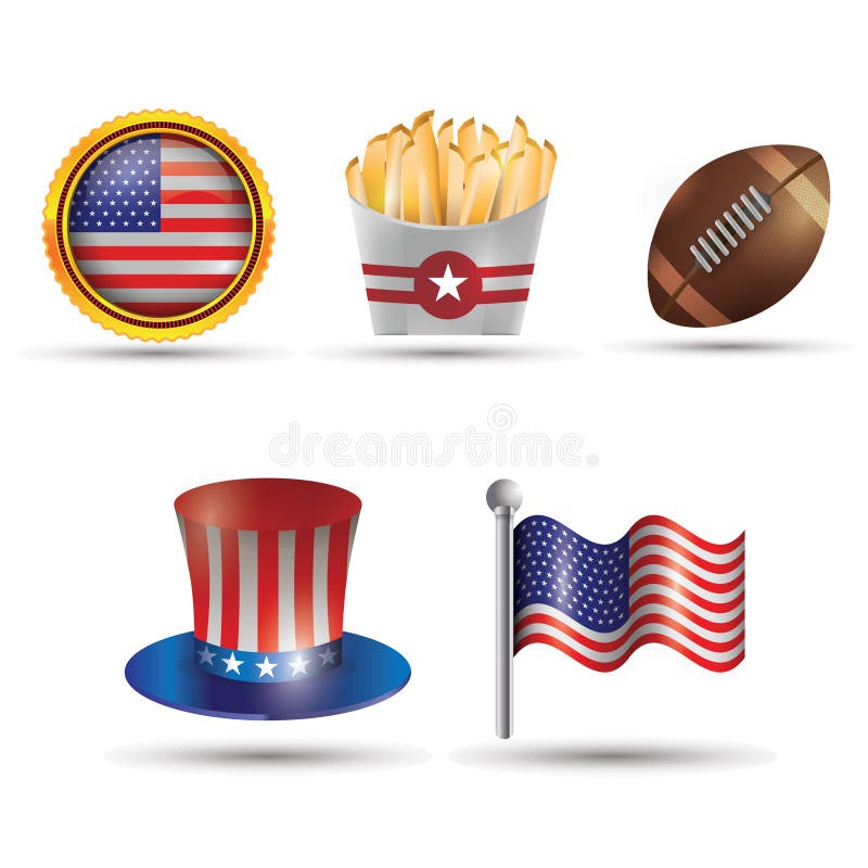 Usa Symbols Collection. Vector Illustration Decorative Design Stock ...