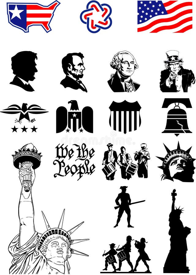 USA Symbols - Icon set stock vector. Illustration of famous - 74740701