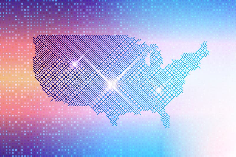 USA Technology Map. Flat Vector Illustration EPS10 Stock Illustration ...