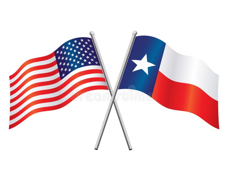 Usa and Texas Flags Crossed Alliance Stock Vector - Illustration of ...