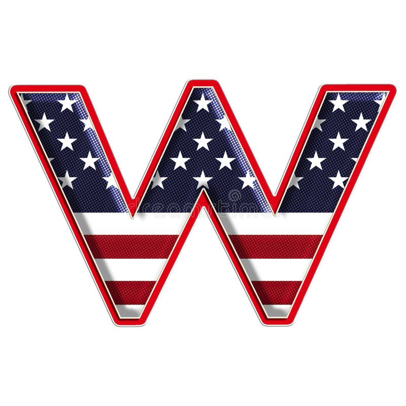 4th July US Flag Alphabet Font Lowercase Letter W Stock Photo ...
