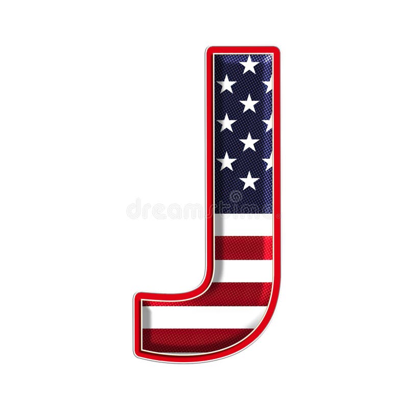 4th July US Flag Alphabet Font Letter J Stock Image - Illustration of ...