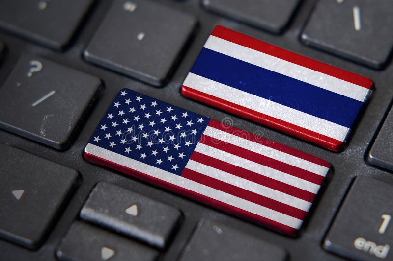USA and Thailand Flags on Computer Keyboard Stock Illustration ...