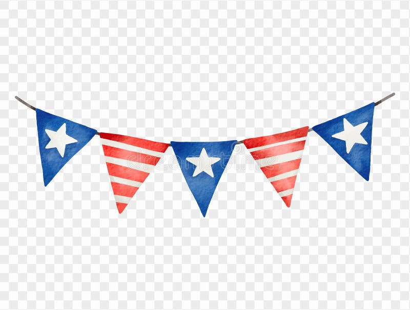 USA Themed Triangular Flag Bunting Banner in Red, White, and Blue ...