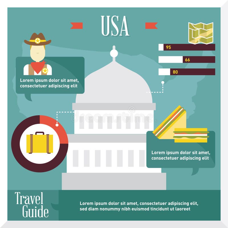 Usa Travel Infographic. Vector Illustration Decorative Design Stock ...