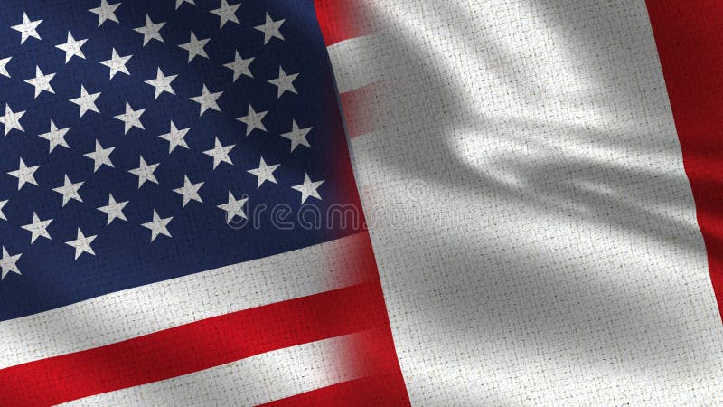 USA Und Peru Realistic Half Flags Together Stockfoto - Bild von wind ...