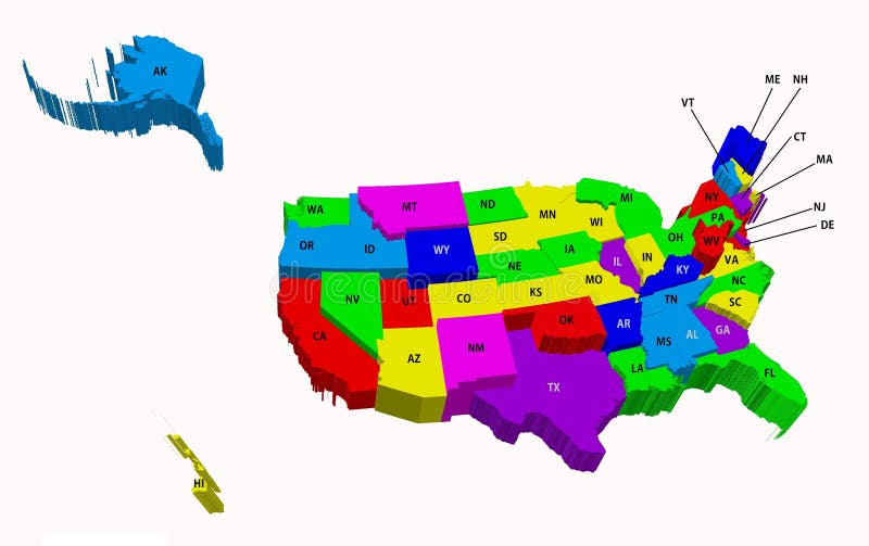 USA Unites States of America 3D Rendering Style States Map HD Stock ...