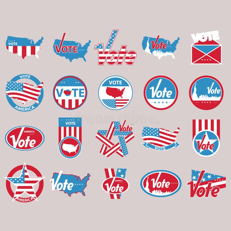 Usa Vote Labels Collection. Vector Illustration Decorative Design Stock ...