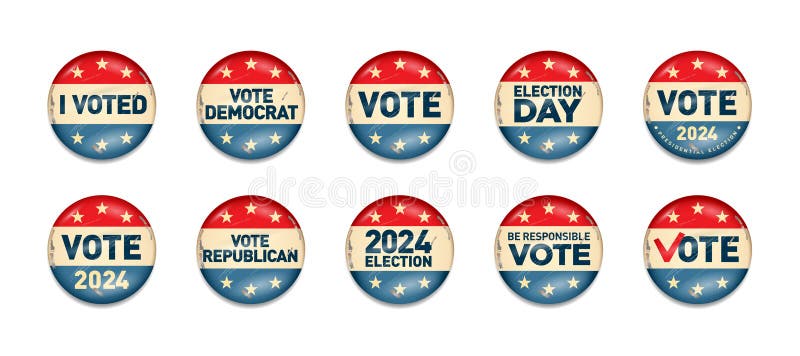 Vintage USA Presidential Election Buttons. Stock Illustration ...