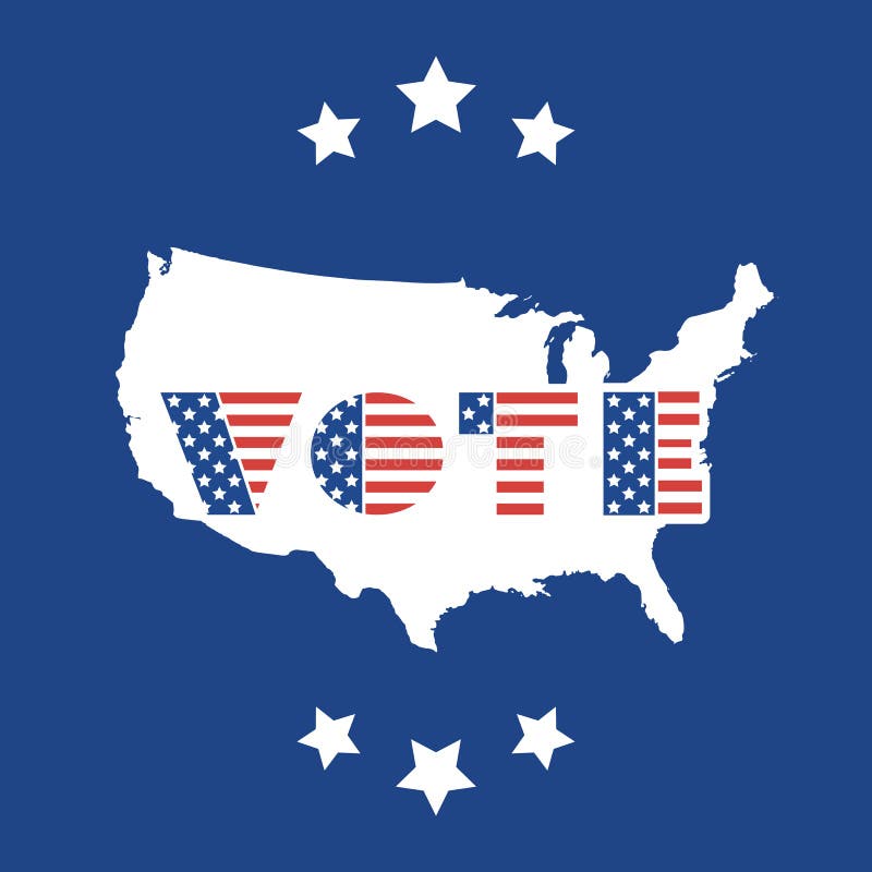 USA Voting Design Concept with Map Stock Vector - Illustration of label ...