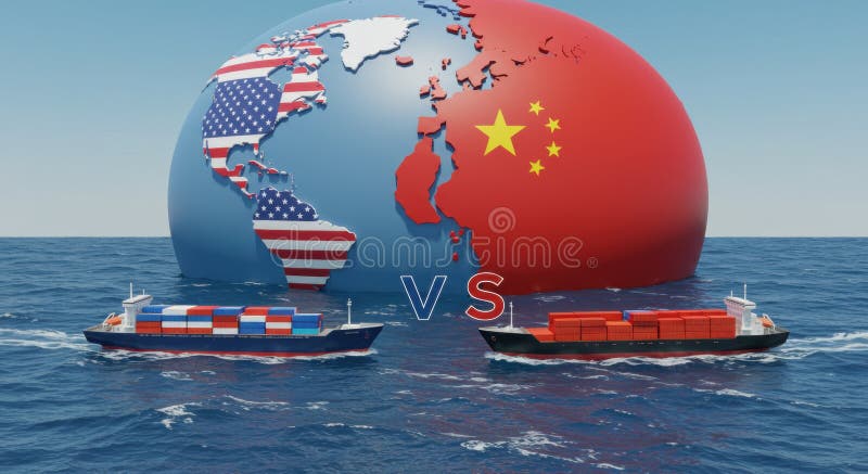 USA vs. China Trade War stock illustration. Illustration of global ...