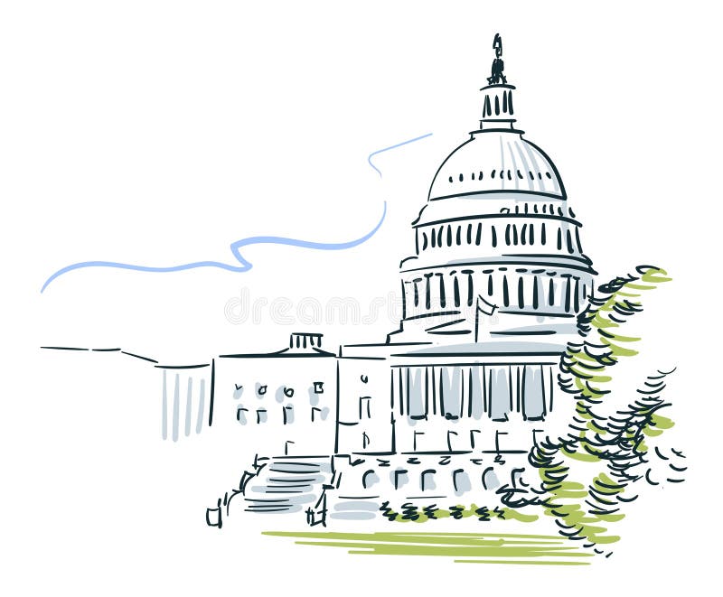 USA Washington Sketch Vector City Line Art Stock Illustration ...
