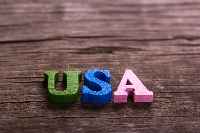 Usa Word Made of Wooden Letters Stock Image - Image of alphabet, blue ...