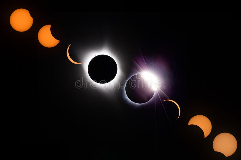 Digital Composite Image of Phases of Total Solar Eclipse. Stock Image ...