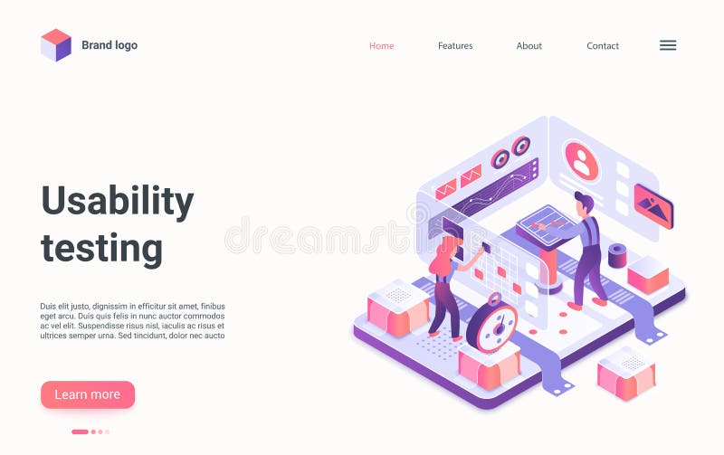 Usability Mobile Application Testing Isometriclanding Page, Website App ... Usability Mobile Application Testing Isometriclanding Page, Website App ...