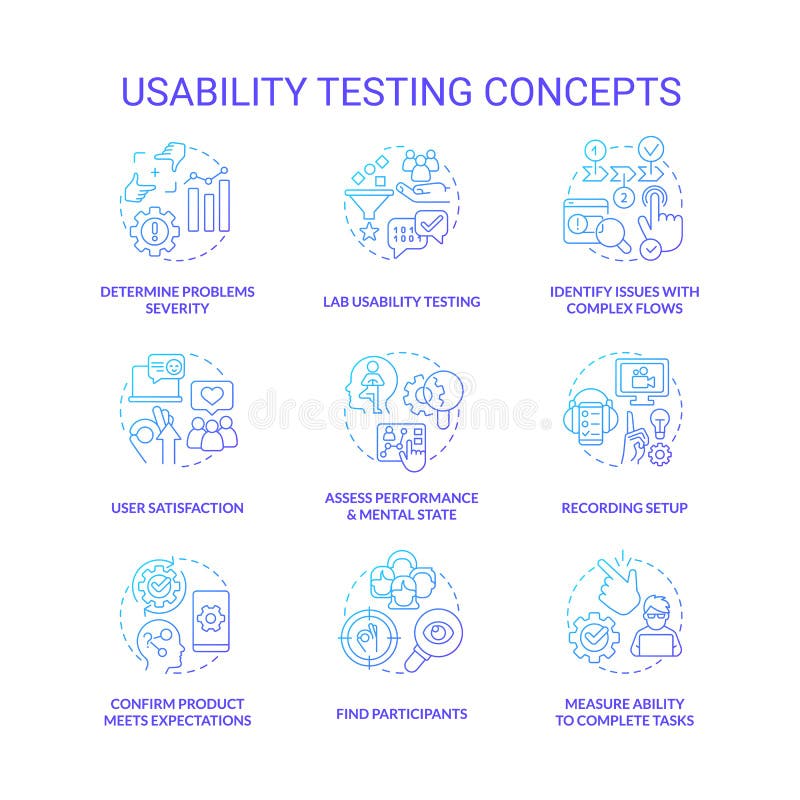 Usability Testing Blue Gradient Concept Icons Set Stock Vector ... Usability Testing Blue Gradient Concept Icons Set Stock Vector ...