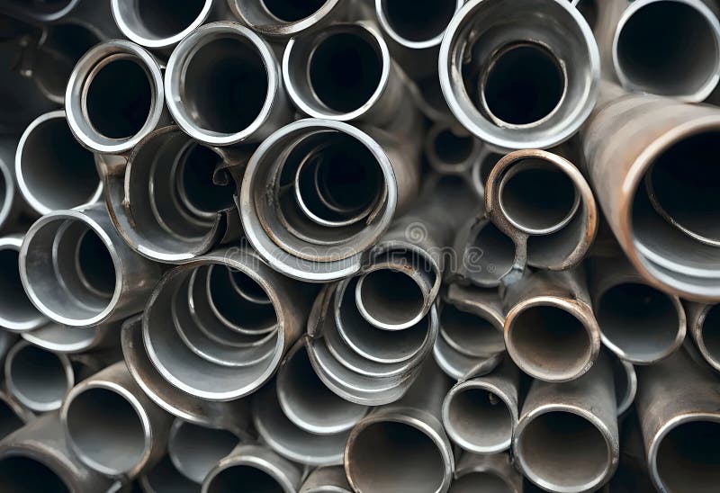 Stacked Metal Pipes Close-up To Further Creative Work Stock ...