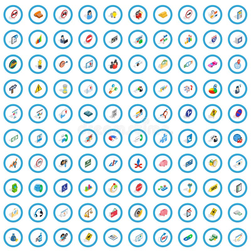 100 Usable Icons Set, Isometric 3d Style Stock Vector - Illustration of ...