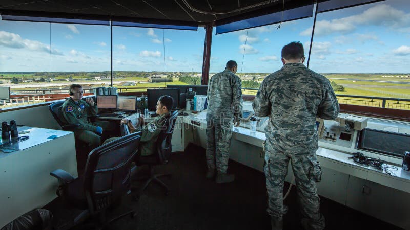 USAF Control Tower Looking Over Airbase Editorial Image - Image of ...